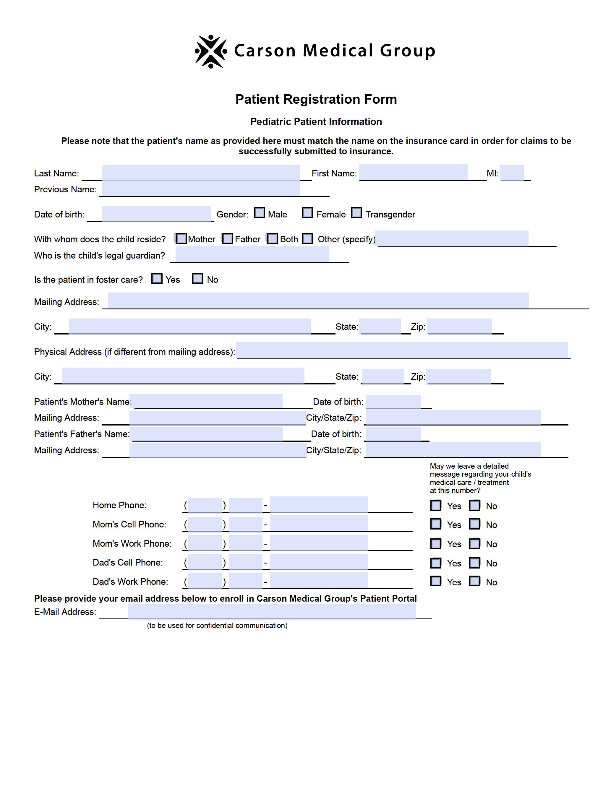 Patient Forms | Carson Medical Group | Carson City • Reno • Minden